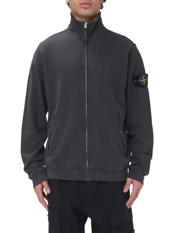 Stone Island Cotton Zip Up Sweatshirt - Grey