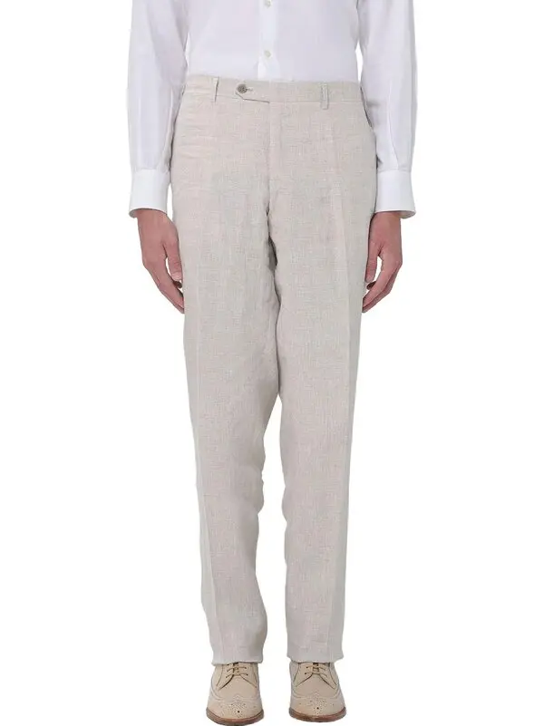 Canali Slim Fit Pure Linen Trousers - White