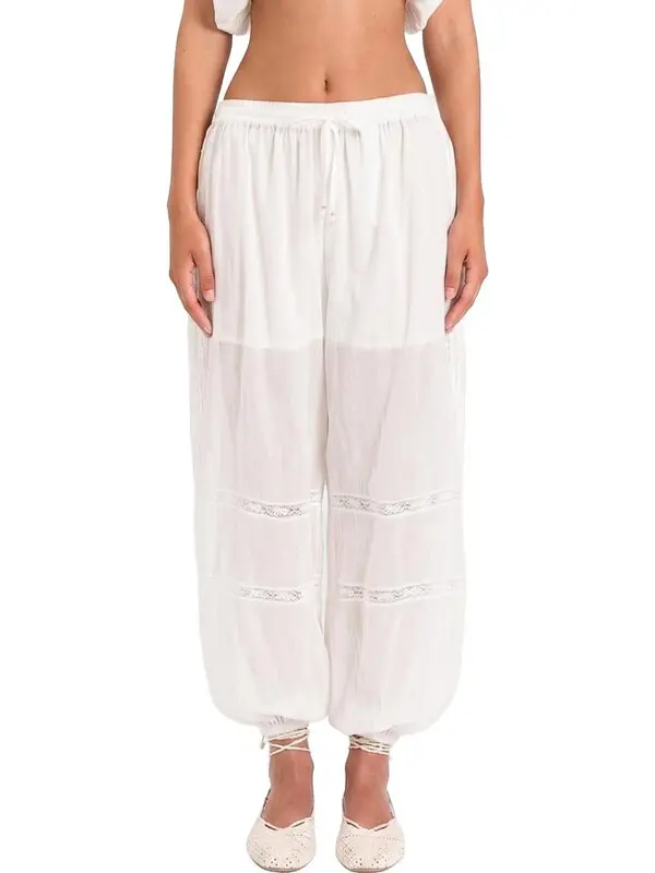 TWINSET Cotton Trousers With Lace Inserts - White