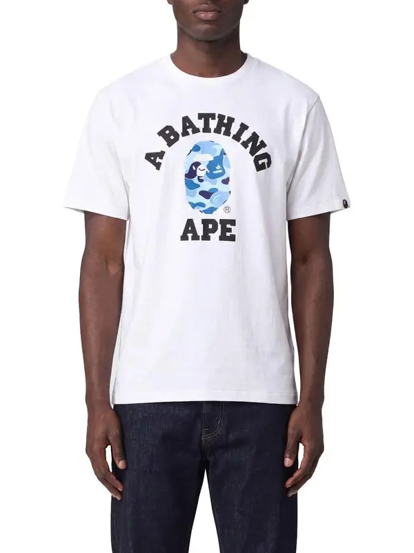 A BATHING APE Cotton Jersey T-shirt With Contrasting Chest Logo - White