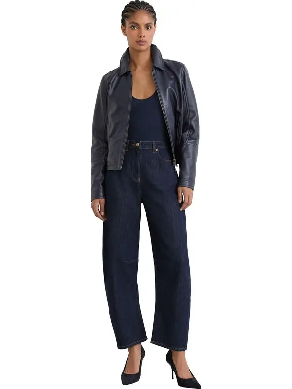 REISS Levitt Barrel-leg Jeans - Dark Blue