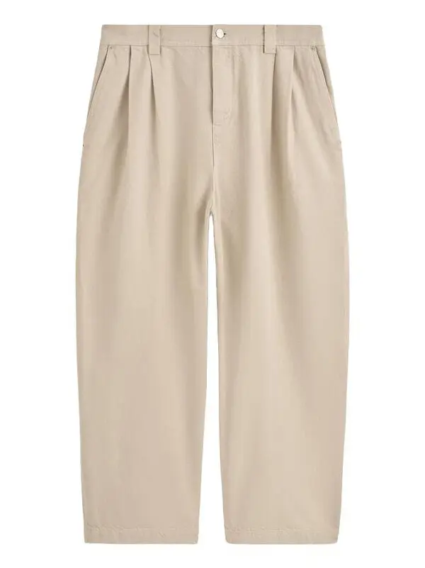 Cos Pleated Denim Relaxed-fit Barrel-leg Pants - Beige