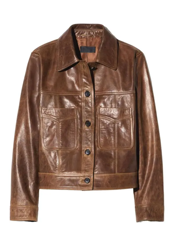 NILI LOTAN Susannah Leather Jacket - Terra