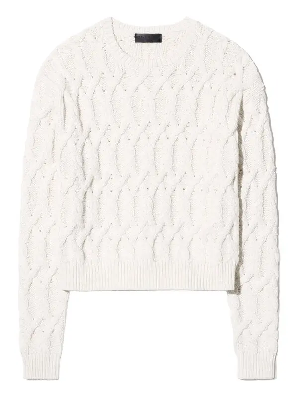 NILI LOTAN Miklos Chunky Cable Knit Sweater - White