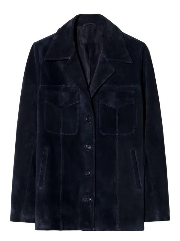 NILI LOTAN Dominic Suede Jacket - Midnight