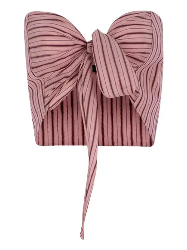 Zeynep Arçay Striped Bow Bustier - Pink