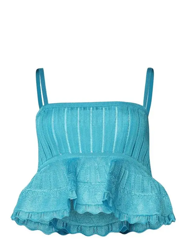 ALAÃA Alaïa Viscose Crinoline Knit Top - Turquoise