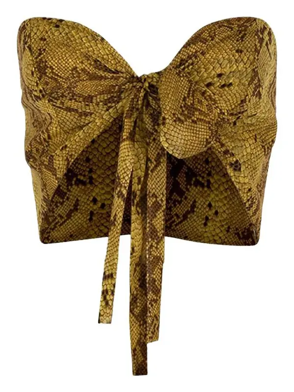 Zeynep Arçay Python Silk Bow Bustier - Yellow