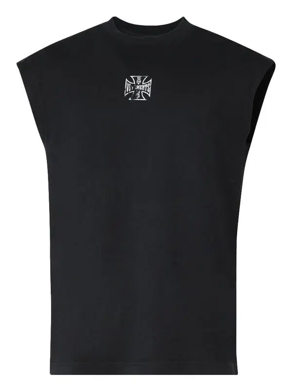 Vetements Biker Cross Logo Sleeveless T-shirt Washed - Black