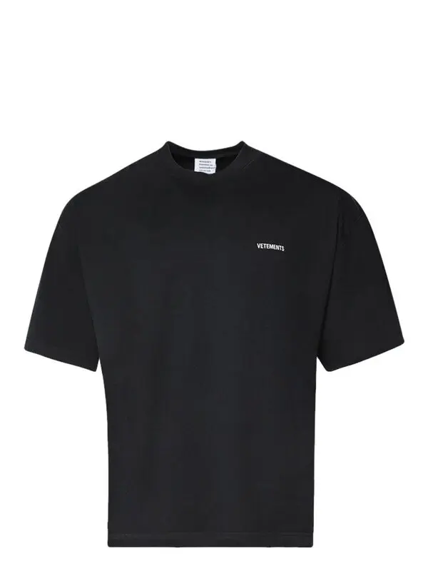 Vetements Classic Logo Boxy Tee Faded And White - Black