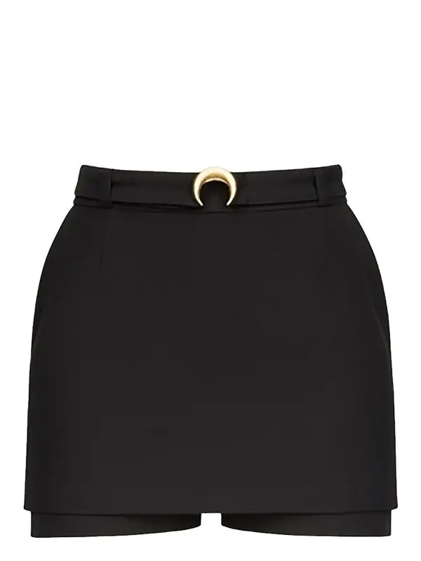 MARINE SERRE Tailored Moon Belted Mini Skort - Black