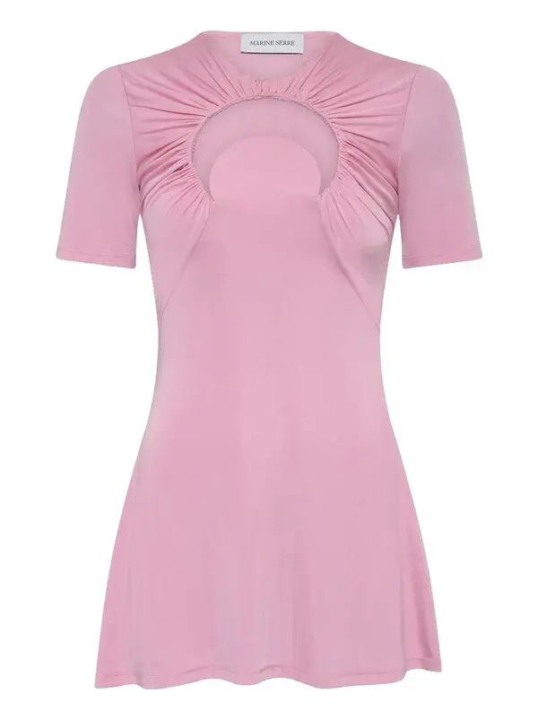 MARINE SERRE Moon Gathered Mini Dress - Pink