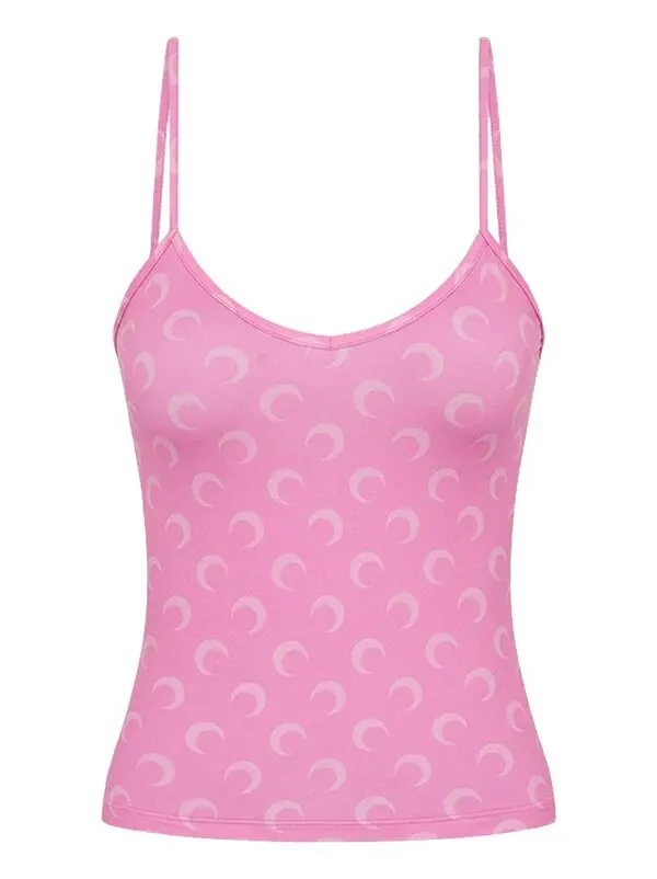 MARINE SERRE Moon Print Jersey Strappy Top - Pink