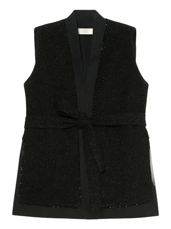 Marina Rinaldi Sparkling Tie-belt Gilet - Black