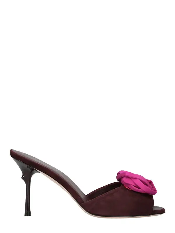 ROGER VIVIER Suede Rose Mules 85 - Brown