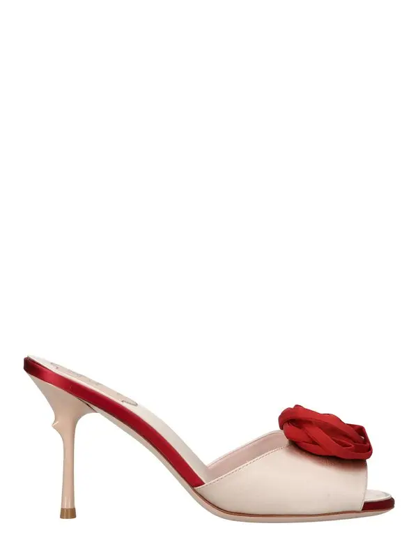 ROGER VIVIER Suede Rose Mules 85 - White