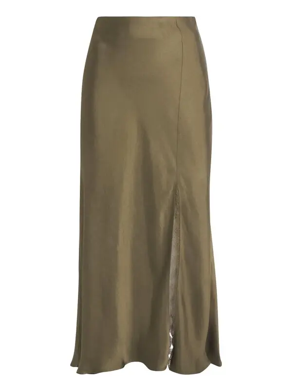 Claudie Pierlot Satin Lace Midi Skirt - Brown