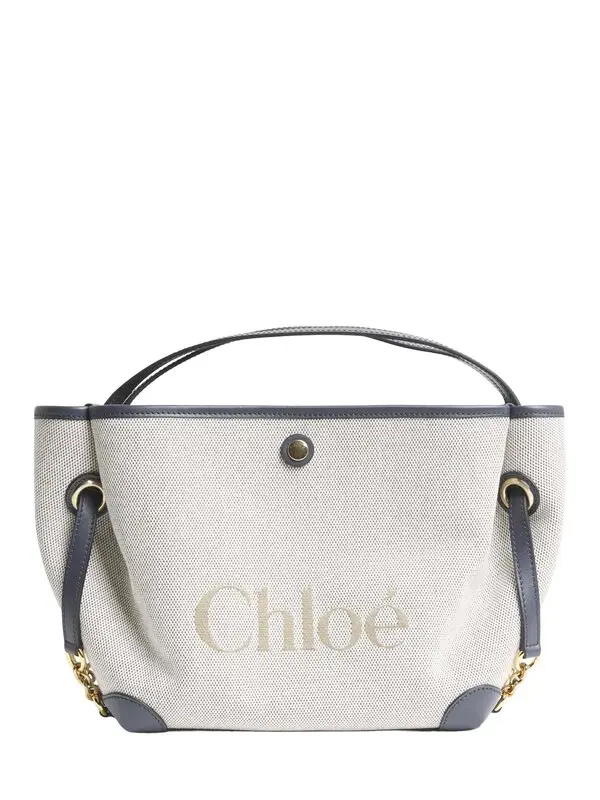 Chloé Small Canvas Clover Carry Top-handle Bag - Navy