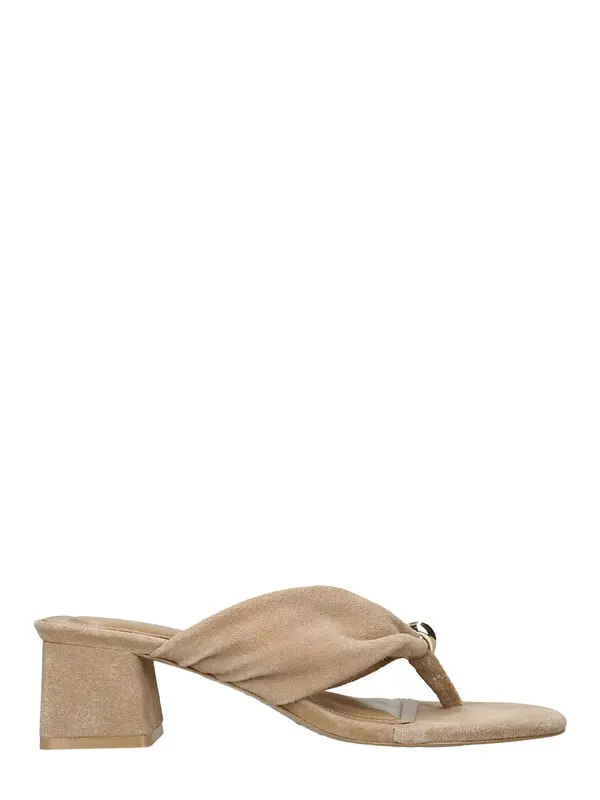 Simkhai Suede Stella Heeled Mules - Beige