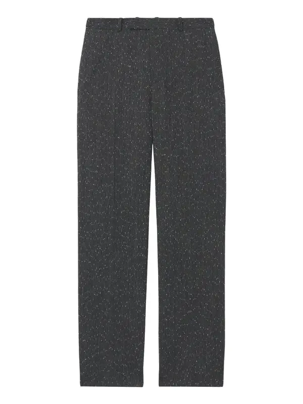 Alexander McQueen Wool Metallic Pinstripe Trousers - Black