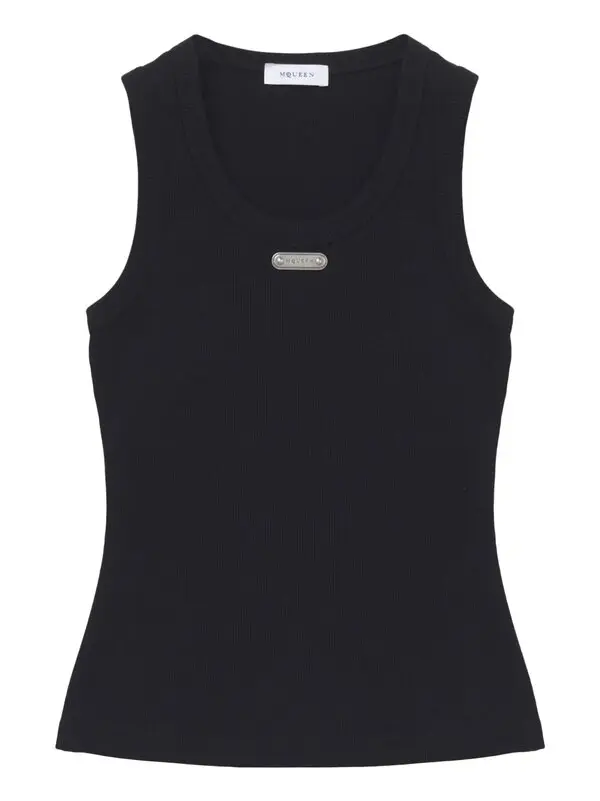 Alexander McQueen Cotton Plaque Tank Top - Black