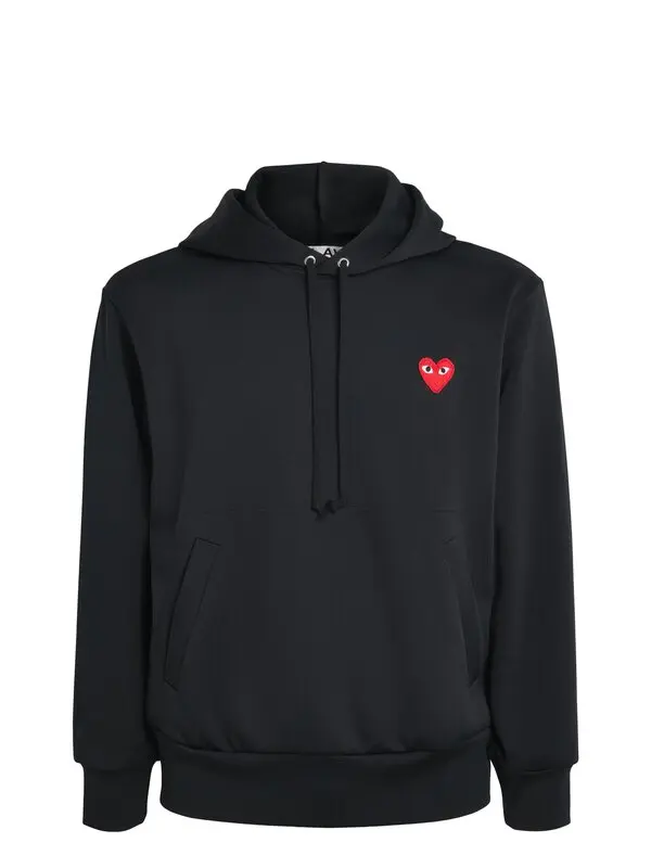 Play Comme Des Garcon Hoodie With Heart Emblem - Black