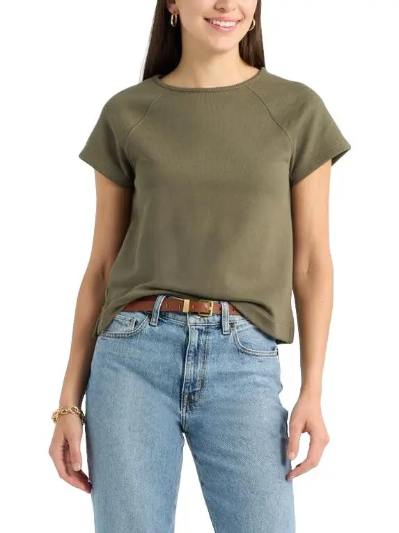 Caslon Short Sleeve Terry Sweatshirt - Olive Sarma