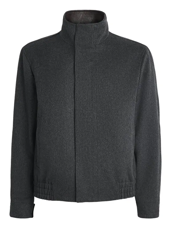 LARDINI Virgin Wool High Neck Jacket - Grey