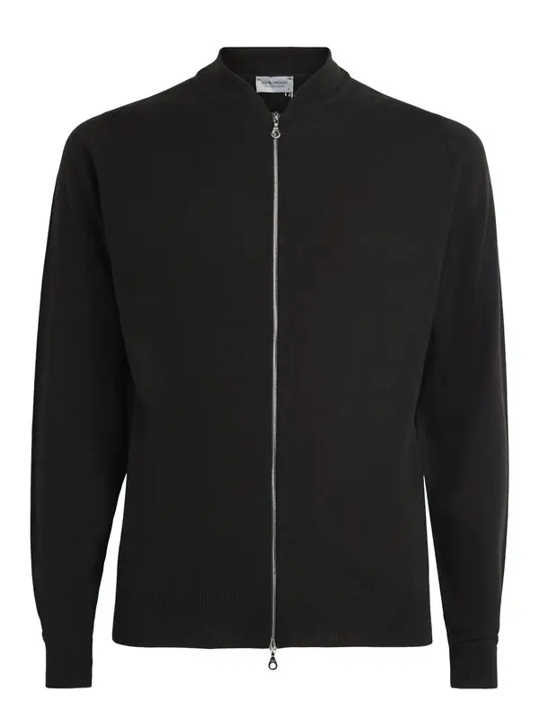 John Smedley Extra Fine Merino Wool Zip-up Cardigan - Brown