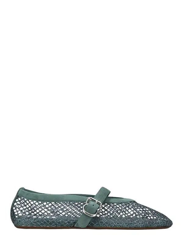 Alaïa Mesh Ballet Flats With Buckled Strap - Green