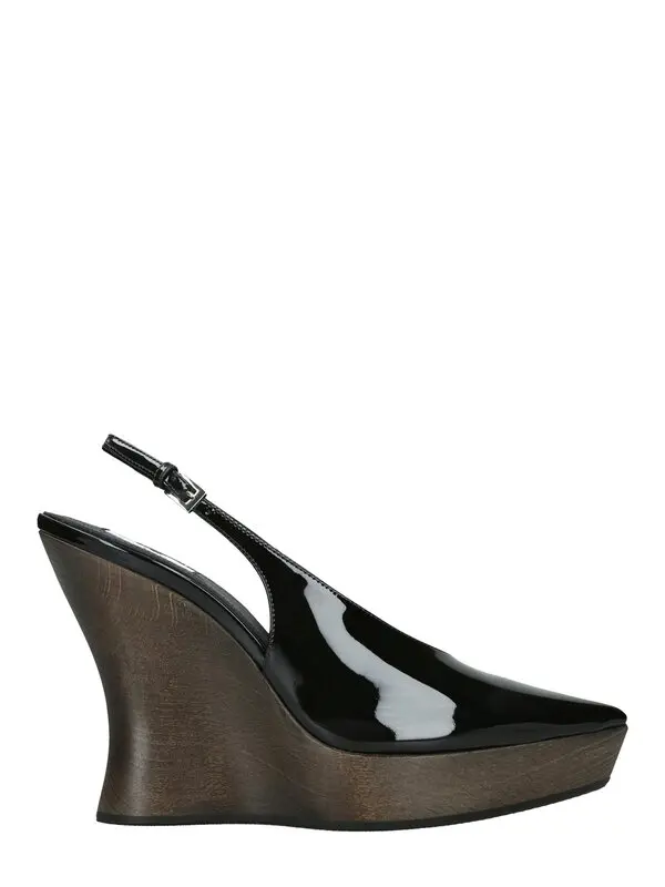 Alaïa Patent Leather Wedge Slingback Pumps - Black
