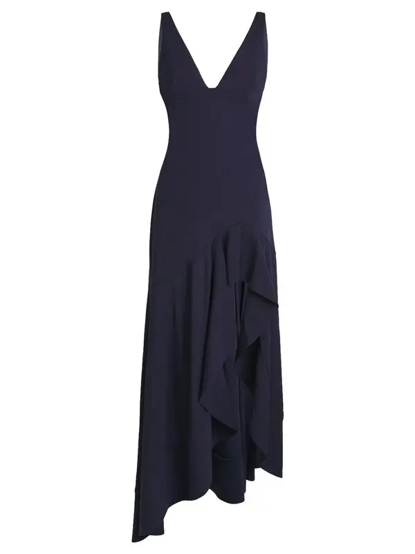 Stella McCartney Georgette Asymmetrical Ruffled Gown - Black