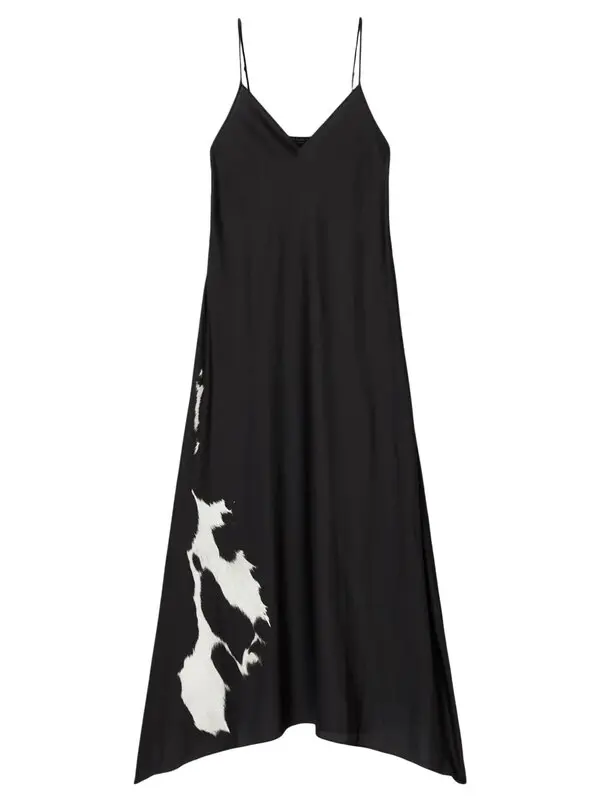 ALLSAINTS Leona Maxi Slip Dress With Adjustable Straps And Curved Hem - Black