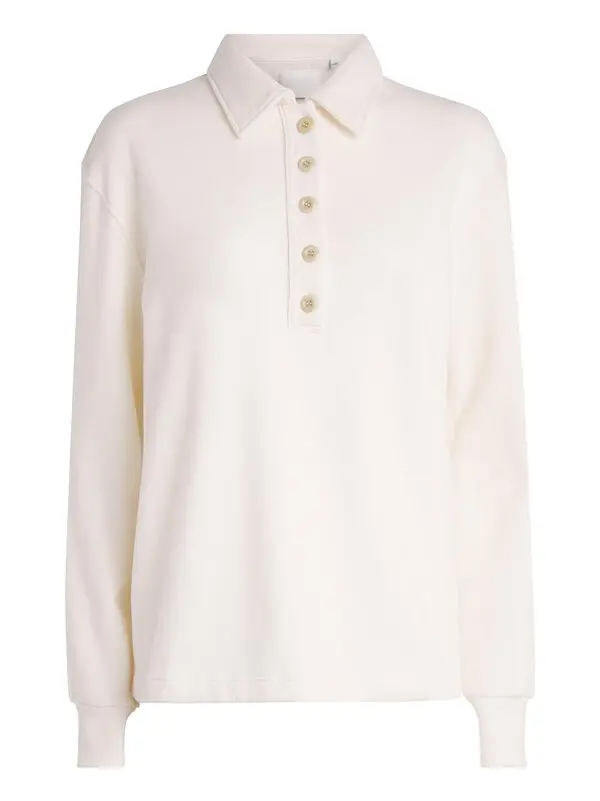 Citizens Of Humanity Fleece Long Sleeve Polo Sweater - Ivory