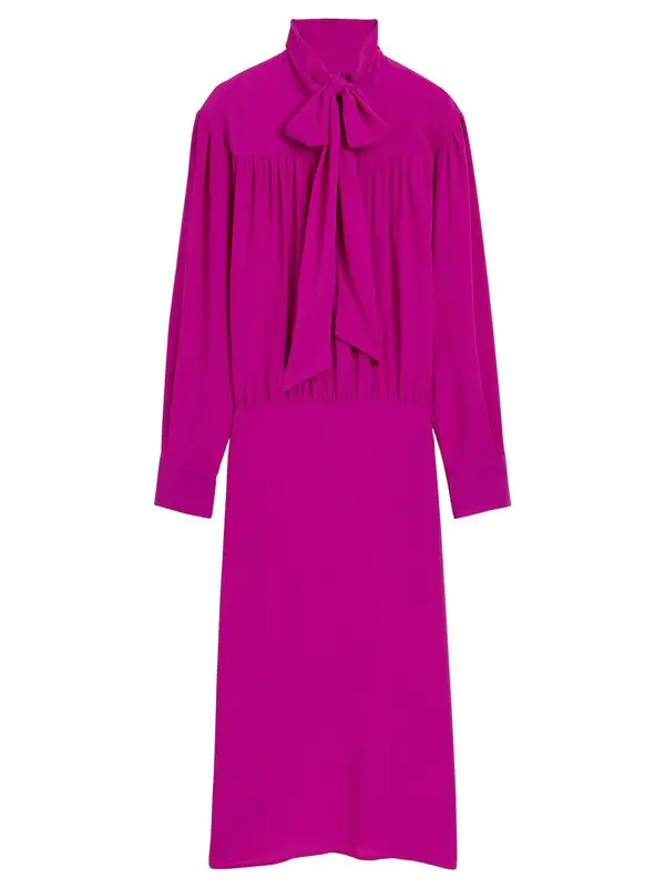AMI Paris Silk-blend Midi Dress - Fuchsia