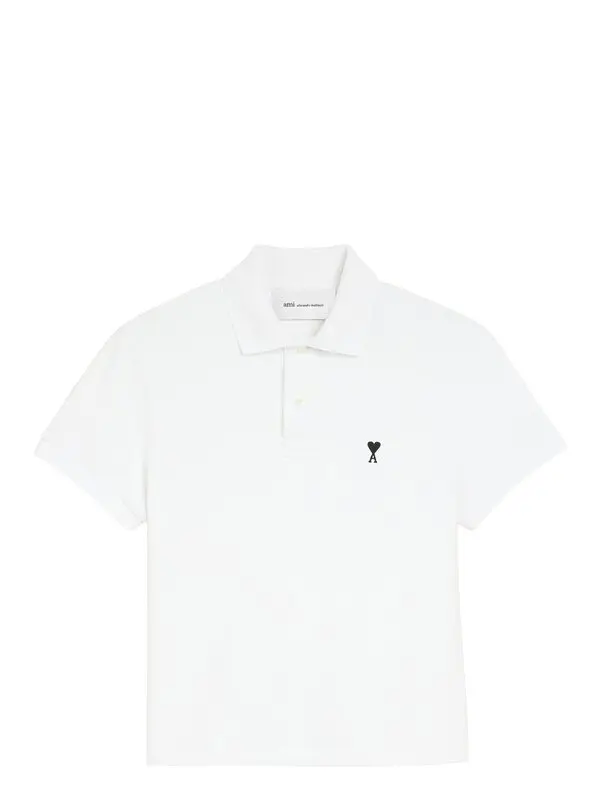 AMI Paris Classic Fit Polo Shirt With De Coeur Embroidery - White/black