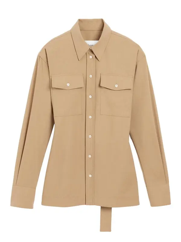 AMI Paris Beige Wool Fitted Shirt With Balloon Sleeves - Mastic Beige