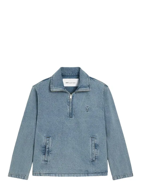 AMI Paris Cotton Vareuse With De Coeur - Blue