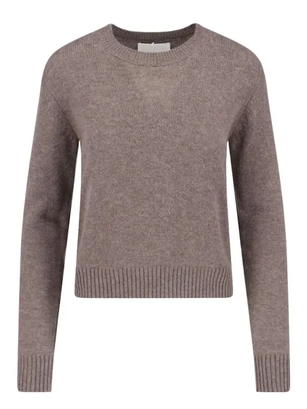 LISA YANG Long Sleeve Crewneck Sweater With Ribbed Trim - Gray