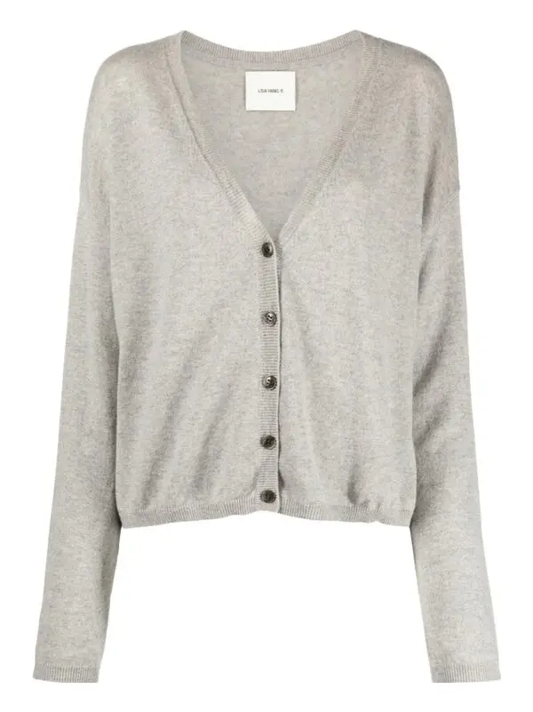 LISA YANG V-neck Button-front Cardigan - Light Gray