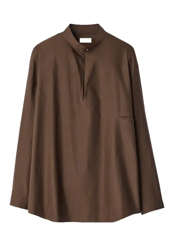 LEMAIRE Sailor Top In Washed Cotton And Silk Blend - Truffle