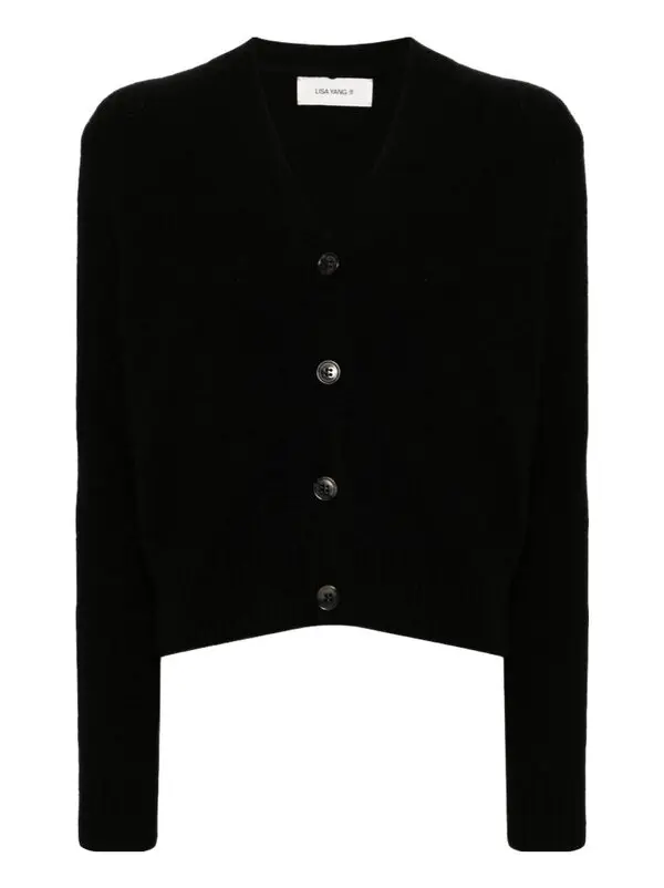 LISA YANG Long Sleeve V-neck Cardigan - Black