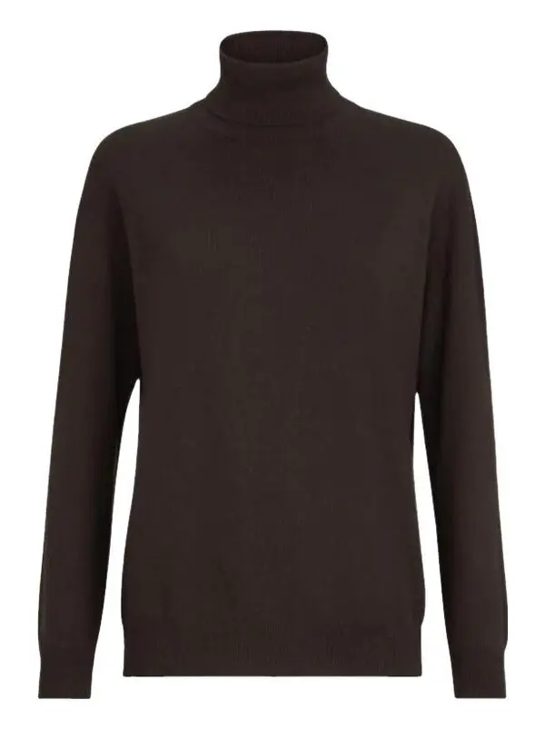 Brunello Cucinelli Cashmere Turtleneck Sweater With Monili Trim - Brown