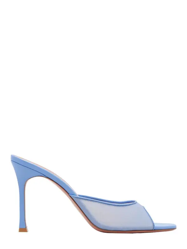 Amina Muaddi Alexa 95 Mesh High-heeled Sandals - Light Blue