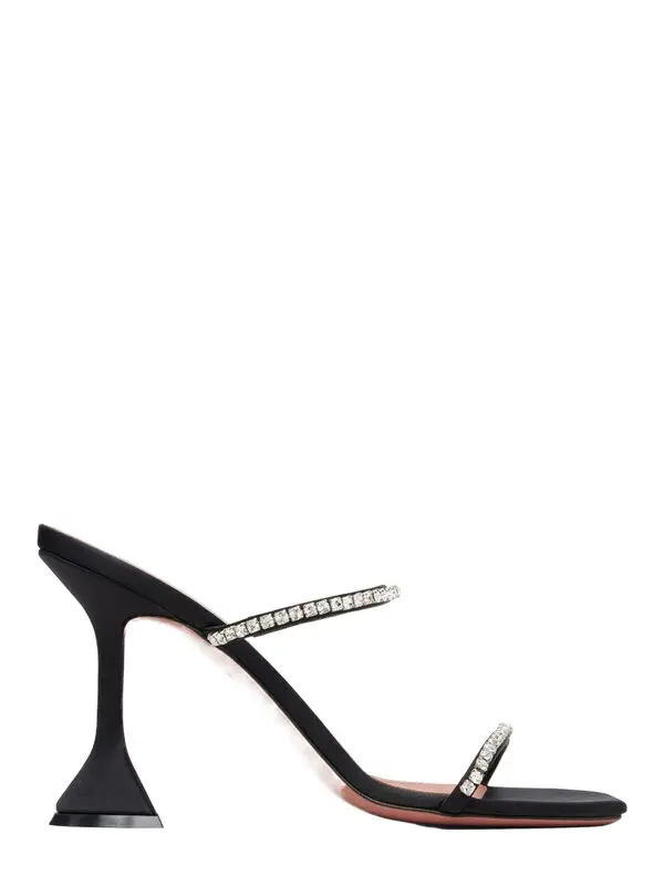 Amina Muaddi Gilda 95 Crystal Embellished Square Toe Sandals - Black
