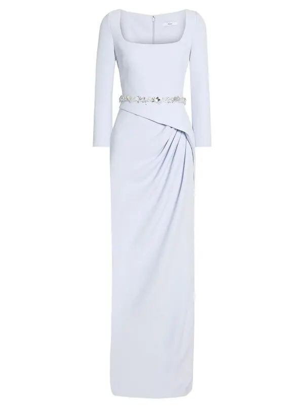 Safiyaa Embellished Draped Crepe Gown - Sky Blue