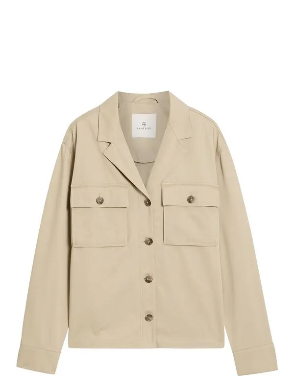 ANINE BING Sawyer Cotton Twill Shirt Jacket - Beige