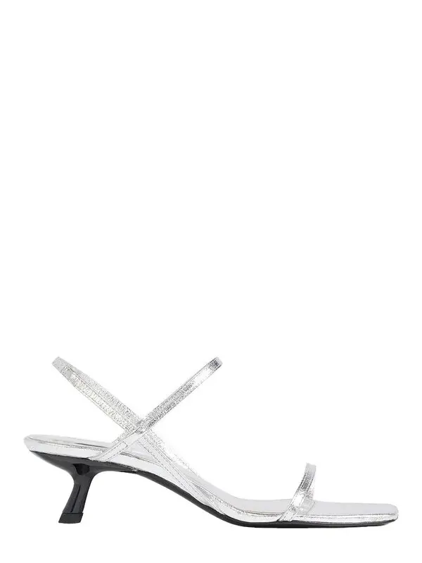 ANINE BING Hilda Metallic Leather Slingback Sandals - Silver