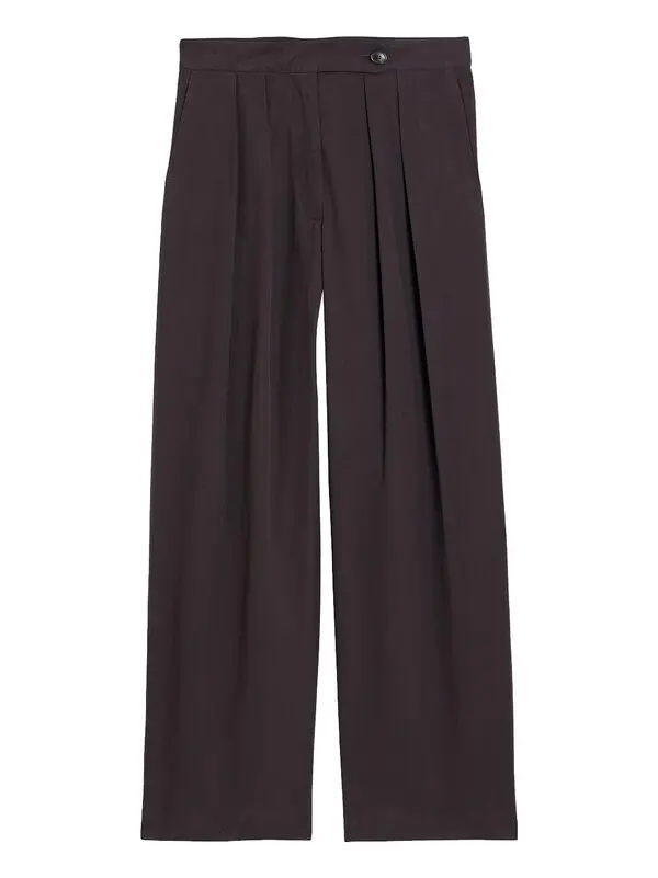 Dries Van Noten Pleated Cotton Poplin Wide-leg Pants - Chocolate