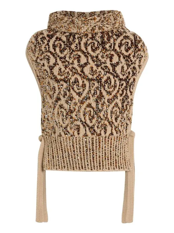 Dries Van Noten Intarsia Wool-blend Vest - Beige